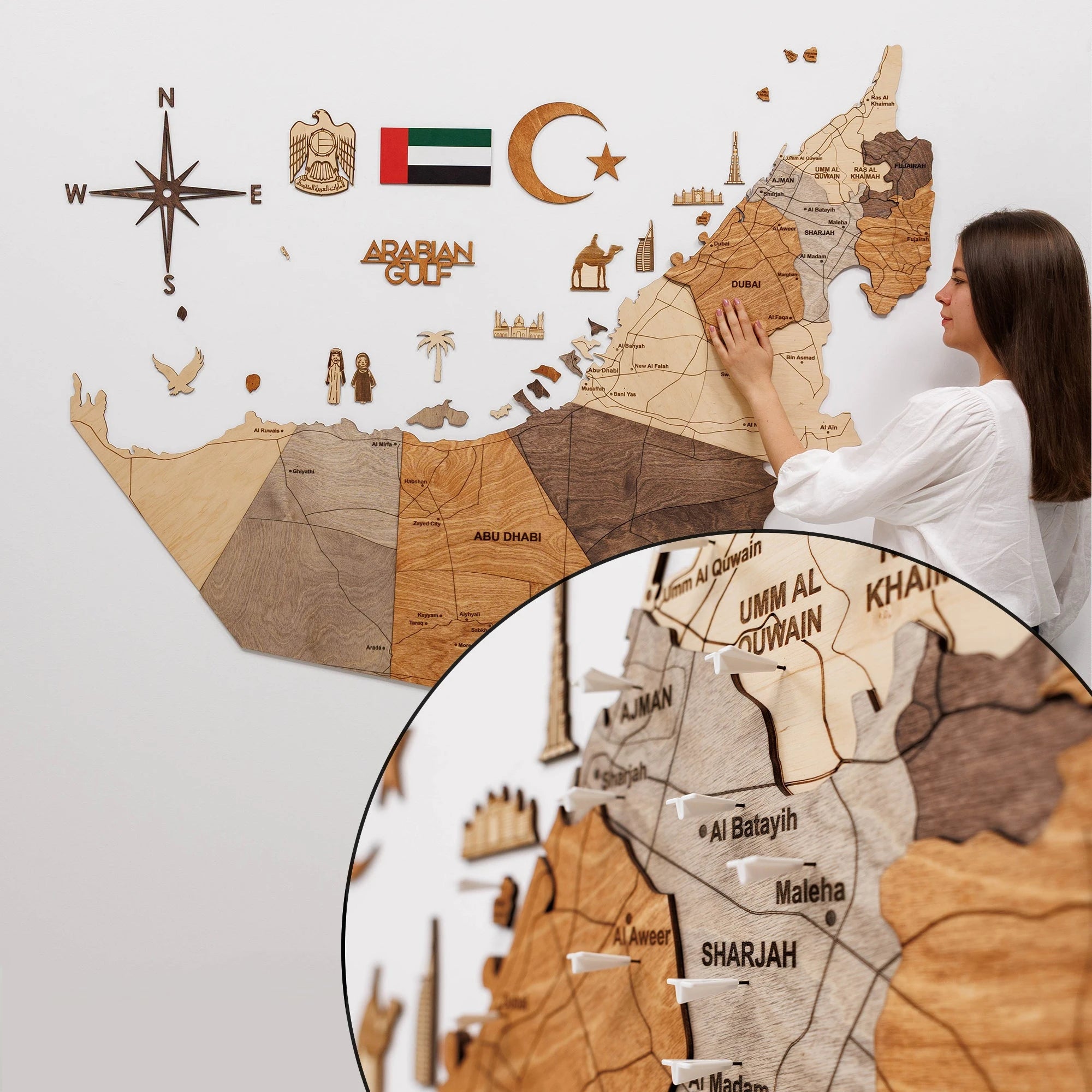 3D Wooden UAE Map | Elegant Wall Décor for Homes & Offices – Decor Souq