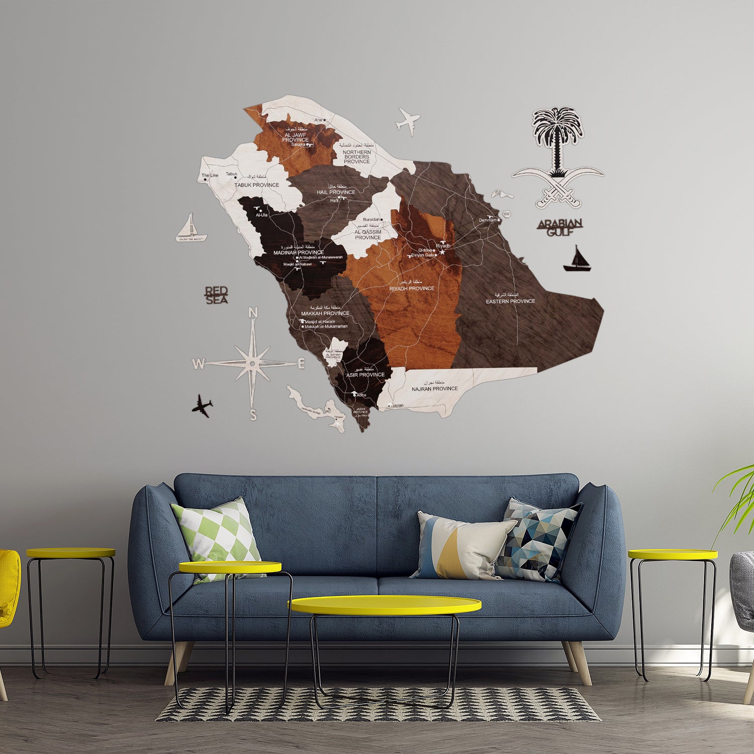 2D Wooden UAE Map Wood tone - Elegant Wall Art for UAE Day – Decor Souq