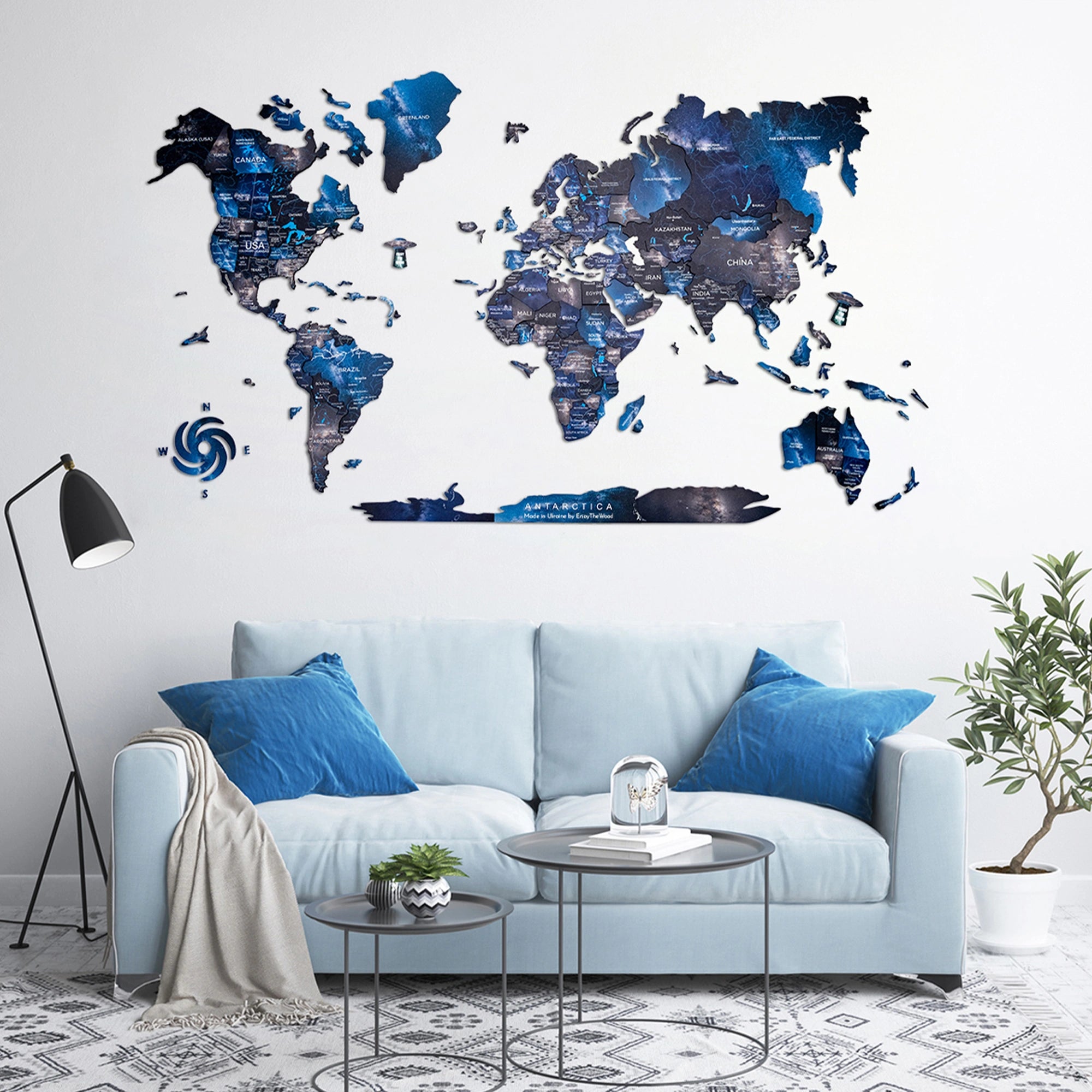 3D Wooden World Map - Space | Cosmic-Inspired Wall Décor – Decor Souq