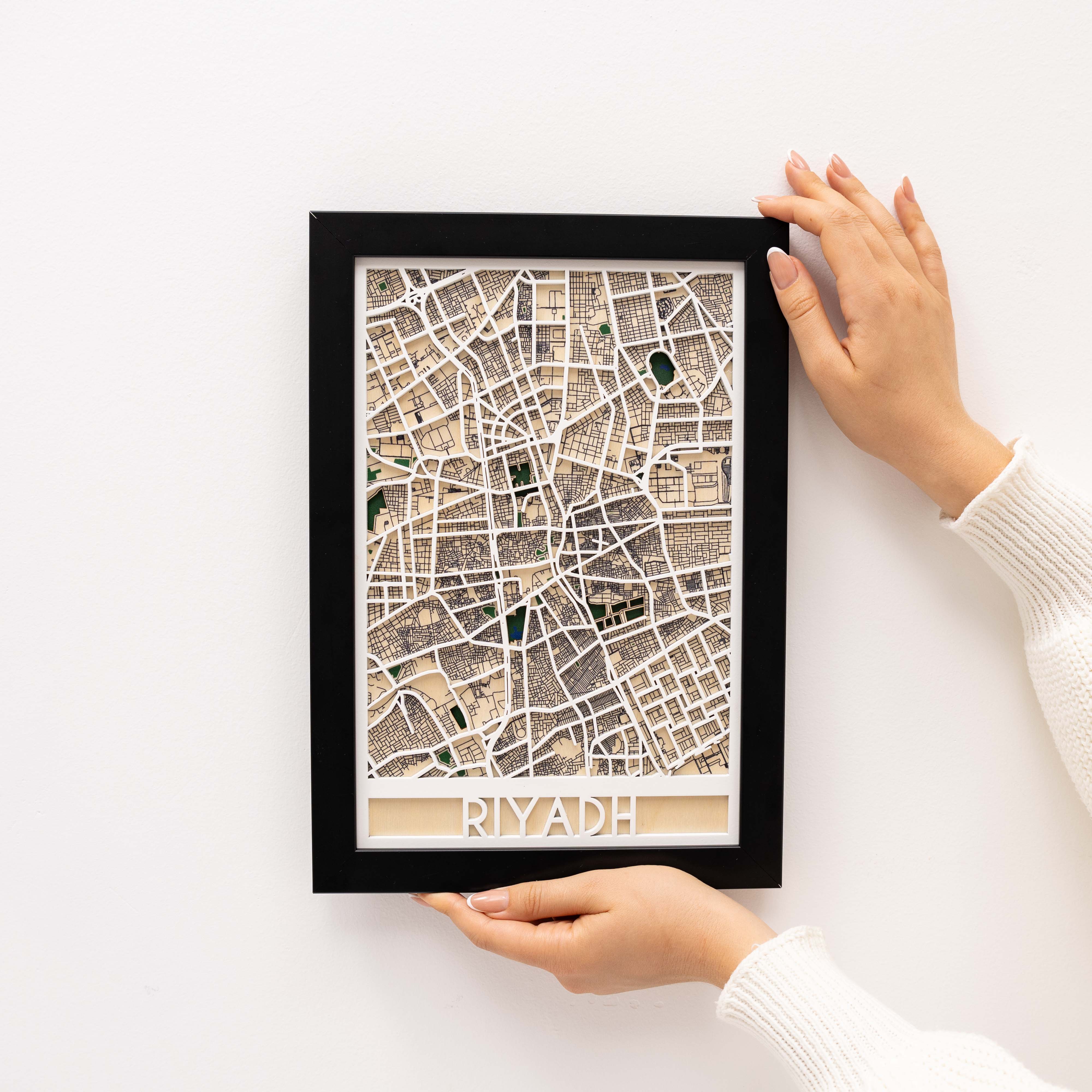 3D Wooden Riyadh City Map – Handcrafted Wall Art | Enjoy The Wood ...
